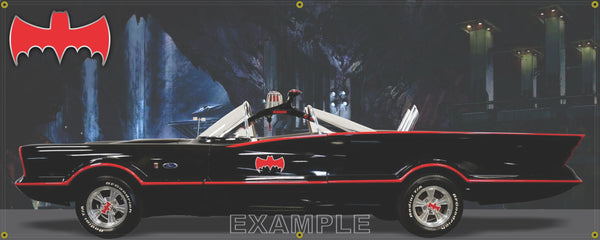 1966 BATMOBILE BATCAVE BACKGROUND CAR GARAGE SCENE SIDE VIEW BANNER SI ...
