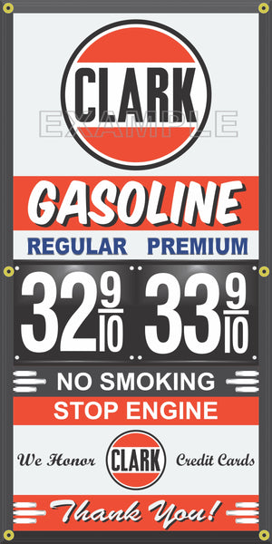CLARK GAS STATION GAS PRICE PER GALLON VINTAGE OLD SIGN REMAKE BANNER ...