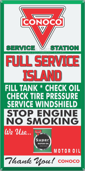 CONOCO GAS FULL SERVICE ISLAND GAS STATION SERVICE GASOLINE OLD SIGN R ...