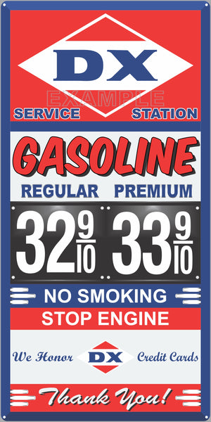 DX GAS STATION GAS PRICE PER GALLON SERVICE STATION GASOLINE OLD SIGN ...