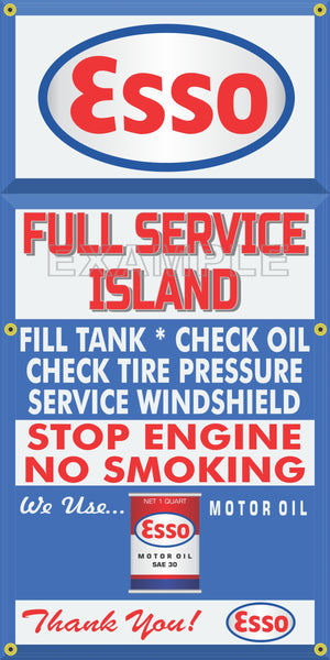 ESSO GAS STATION FULL SERVICE ISLAND VINTAGE OLD SIGN REMAKE BANNER SI ...