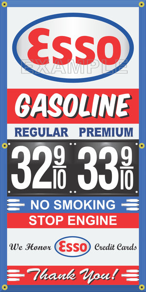 ESSO GAS STATION GAS PRICE PER GALLON VINTAGE OLD SIGN REMAKE BANNER S ...