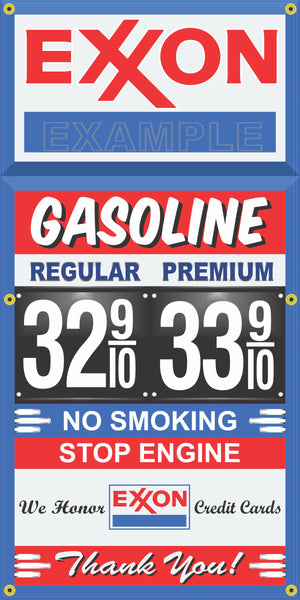 EXXON GAS STATION GAS PRICE PER GALLON VINTAGE OLD SIGN REMAKE BANNER ...