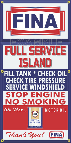 FINA GAS STATION FULL SERVICE ISLAND VINTAGE OLD SIGN REMAKE BANNER SI ...