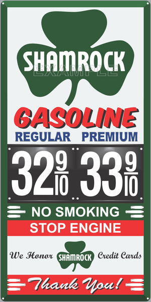 SHAMROCK GAS PRICE PER GALLON GAS STATION SERVICE GASOLINE OLD SIGN RE ...