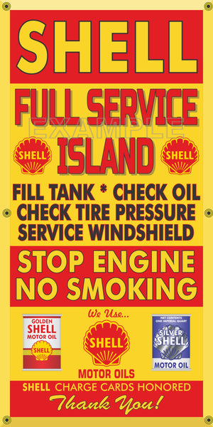 SHELL GAS STATION FULL SERVICE ISLAND VINTAGE OLD SIGN REMAKE BANNER S ...