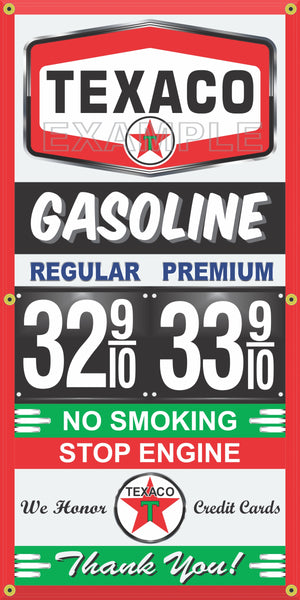 TEXACO GAS STATION GAS PRICE PER GALLON VINTAGE OLD SIGN REMAKE BANNER ...