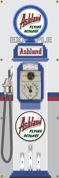 ASHLAND CLOCK FACE GAS PUMP Sign Printed Banner VERTICAL 2' x 6 ...