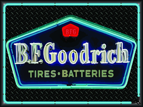 BF GOODRICH TIRES AND BATTERIES Neon Effect Sign Printed Banner 4' x 3 ...