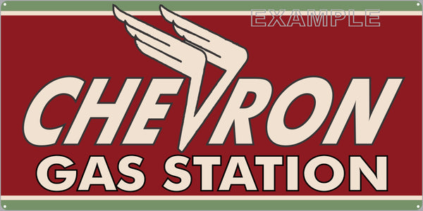 CHEVRON GAS STATION SERVICE GASOLINE OLD SIGN REMAKE ALUMINUM CLAD SIG ...