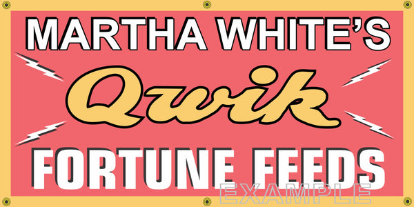 MARTHA WHITES QUICK FORTUNE FEEDS FARM SUPPLY VINTAGE OLD SCHOOL SIGN ...