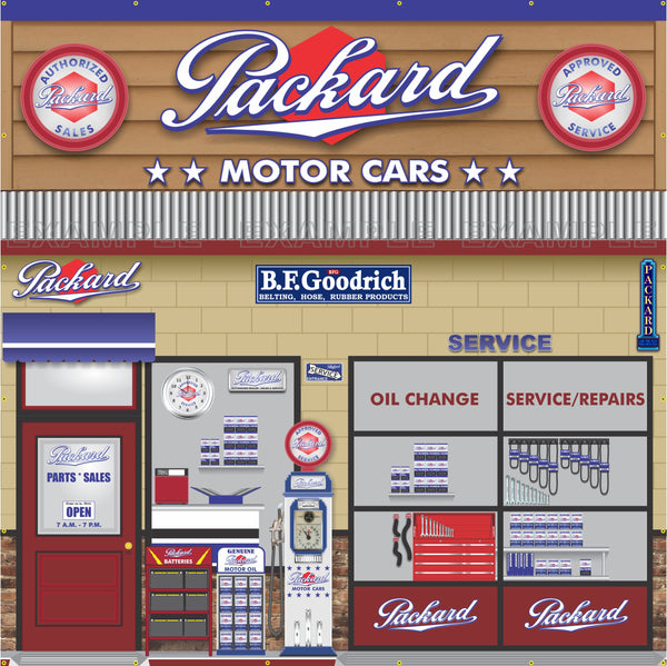 PACKARD MOTOR CARS DEALER SCENE WALL MURAL SIGN BANNER GARAGE ART 10 ...