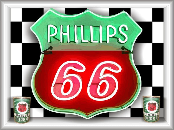 PHILLIPS 66 Neon Effect Sign Printed Banner 4' x 3' – Revved-Up Banners