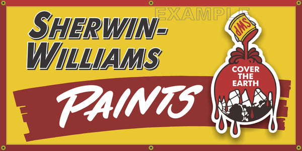 SHERWIN WILLIAMS PAINT STORE VINTAGE OLD SCHOOL SIGN REMAKE BANNER SIG ...