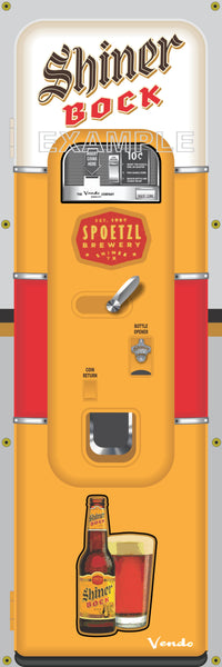 SHINER BOCK BEER OLD VINTAGE VENDO VENDING MACHINE STYLE BANNER 2' X 6 ...