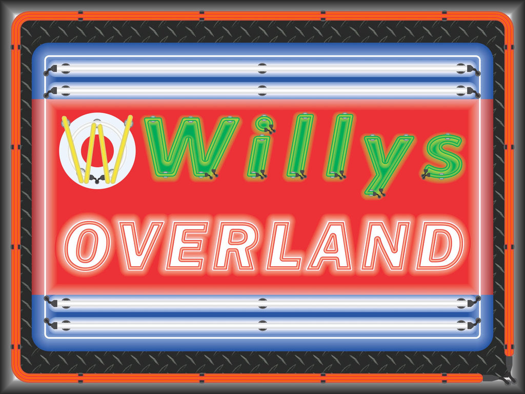 WILLYS OVERLAND MARQUEE Neon Effect Sign Printed Banner 4' x 3 ...